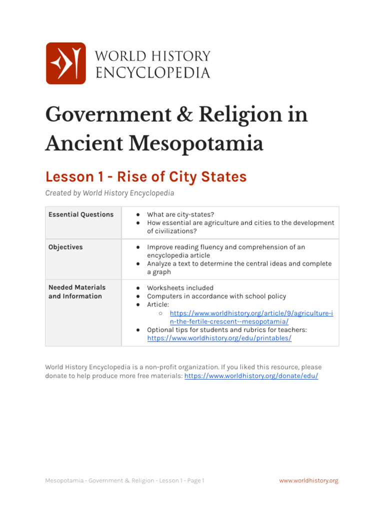 Lesson 1 - Rise of City States | PDF | Mesopotamia