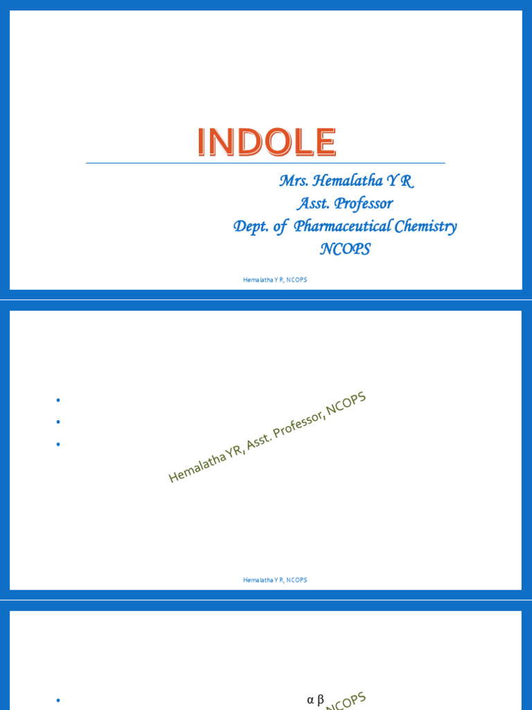 Lipp Synthesis and Resonance of Indole | PDF | Molecular Orbital ...