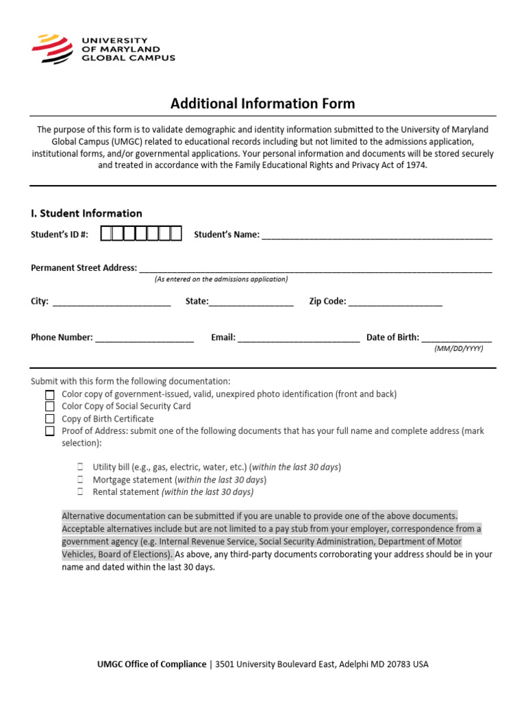 Additional Information Form | PDF | Identity Document | Government And ...