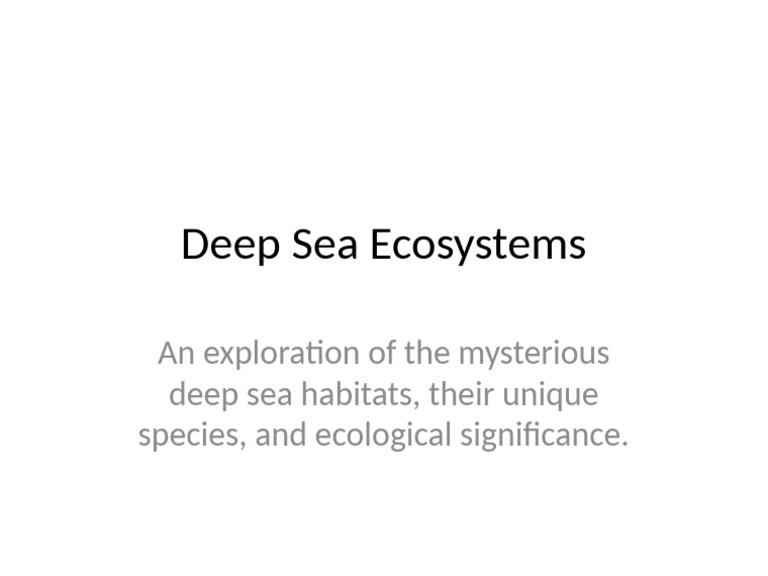 Deep Sea Ecosystems | PDF
