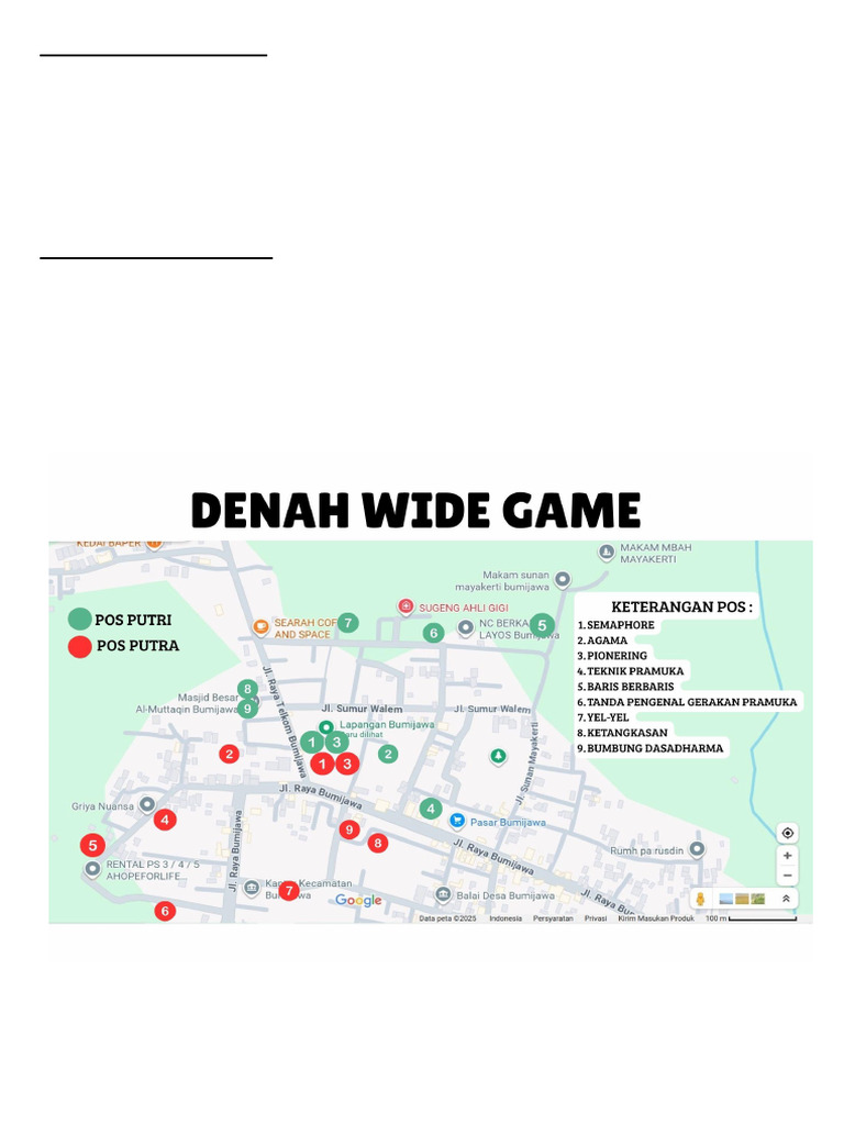 Denah Wide Game Putri dan Putra | PDF