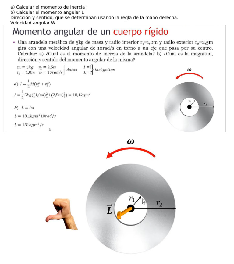 Ejercicio de Momento Angular de Un Cuerpo Rígido | PDF