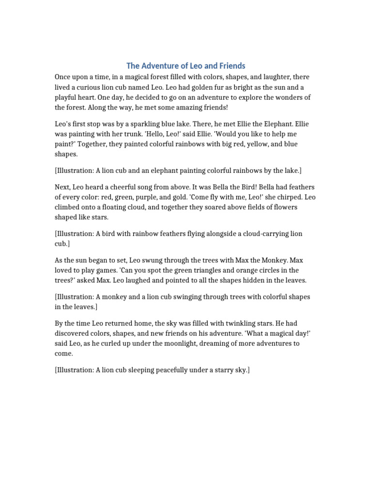 Leo and Friends Nursery Story | PDF