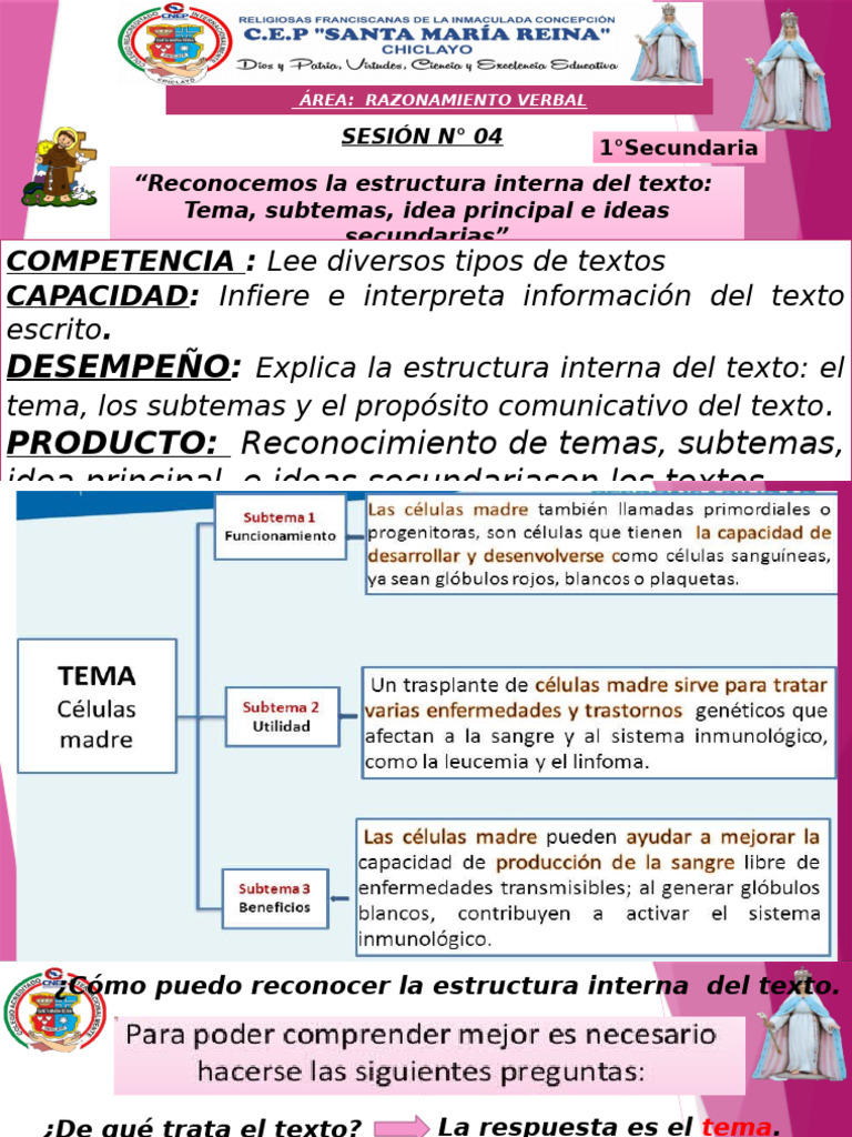 SESIÓN #05 RAZ. VERBAL - 1ero - Sec. Estructura Interna Del Texto ...
