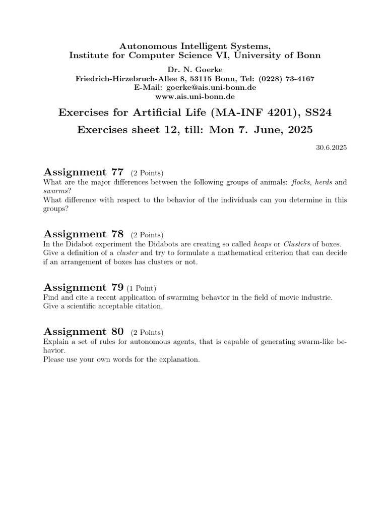 SS25 4201 Assignment Sheet 12 | PDF | Computer Science | Algorithms