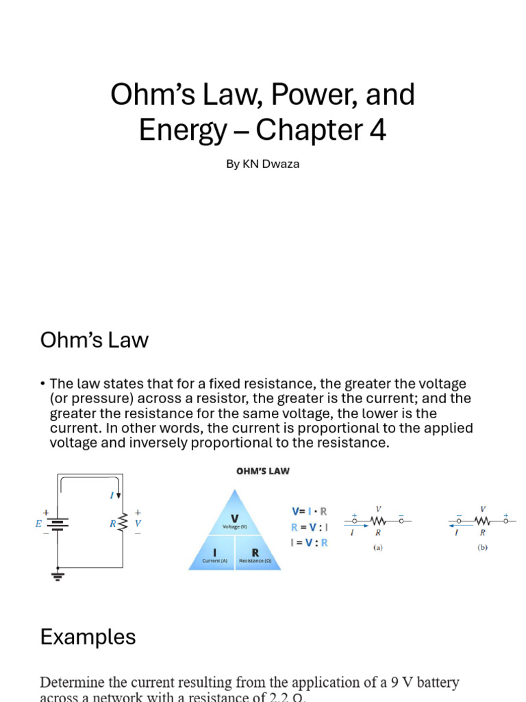 Ohms Law, Power, and Energy | PDF | Electronics | Electric Power