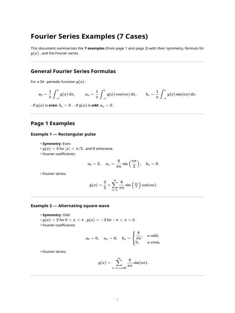 7 Fourier Series Examples Explained | PDF | Mathematical Analysis ...