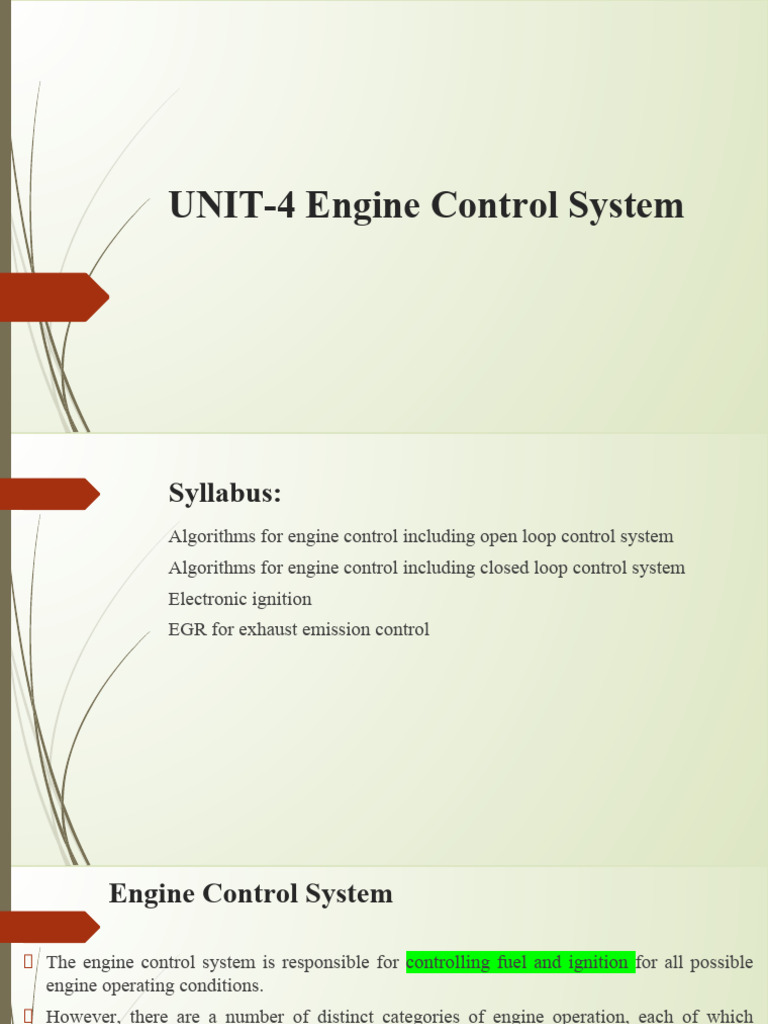 Engine Control System Overview | PDF | Internal Combustion Engine ...