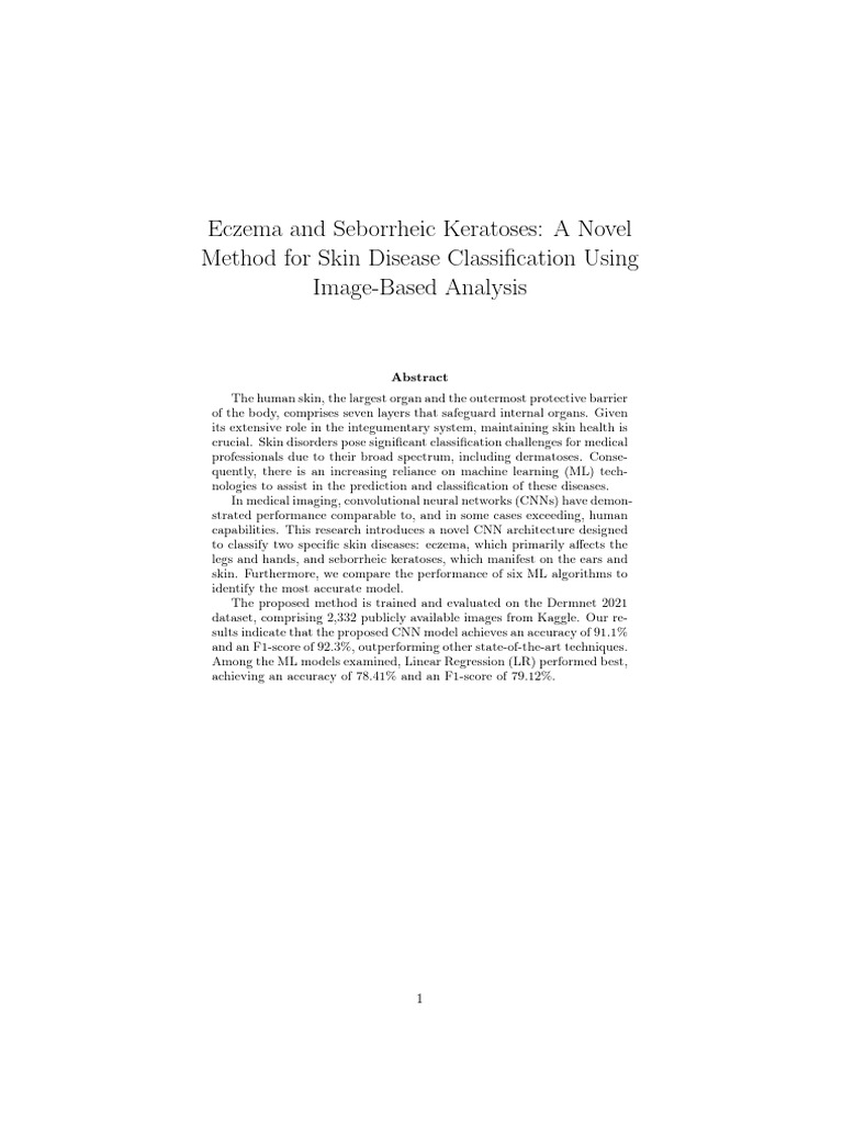 Skin Disease Classification Abstract | PDF