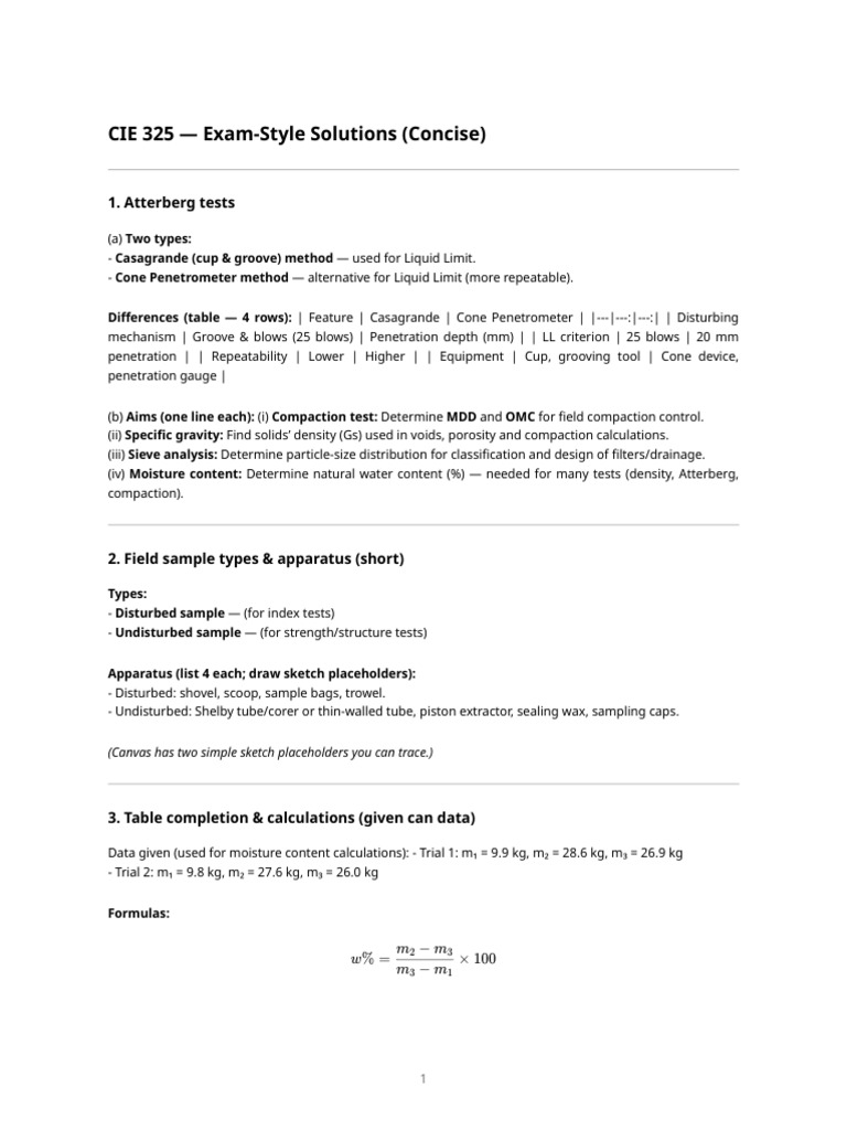 CIE 325 Atterberg Tests & Calculations | PDF | Applied And ...