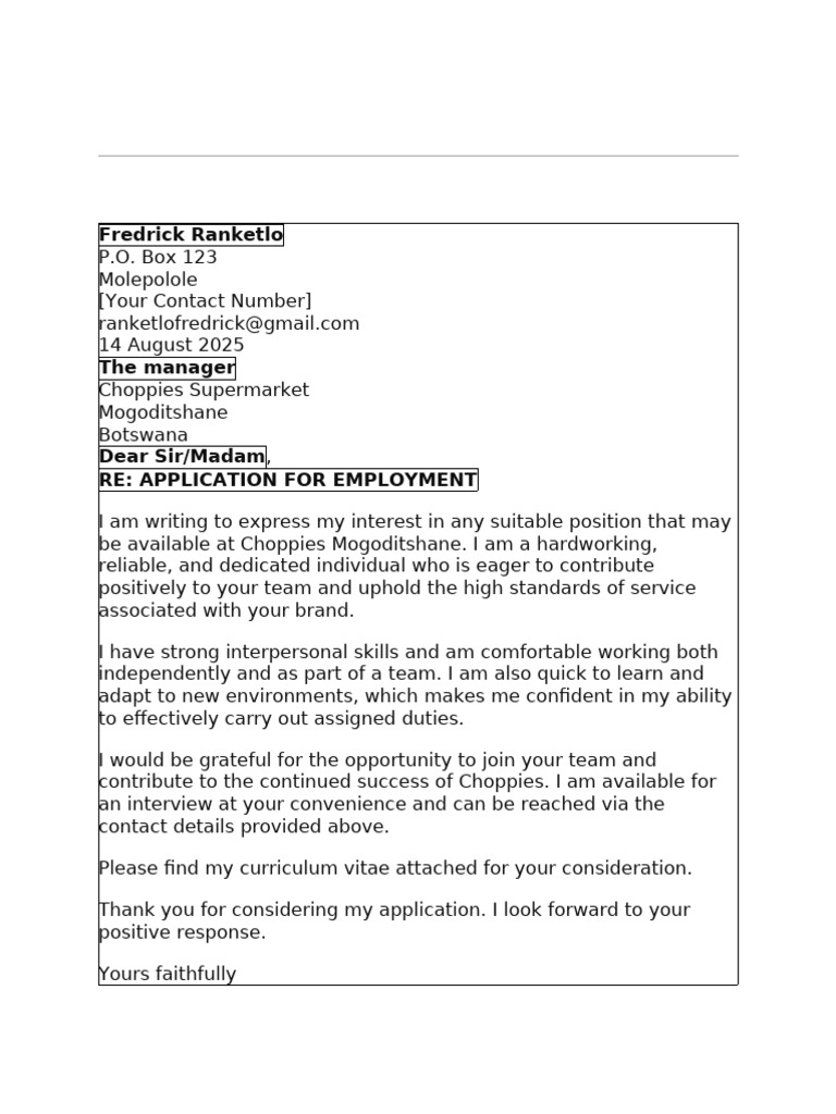 Application for Shelf Packer Position | PDF