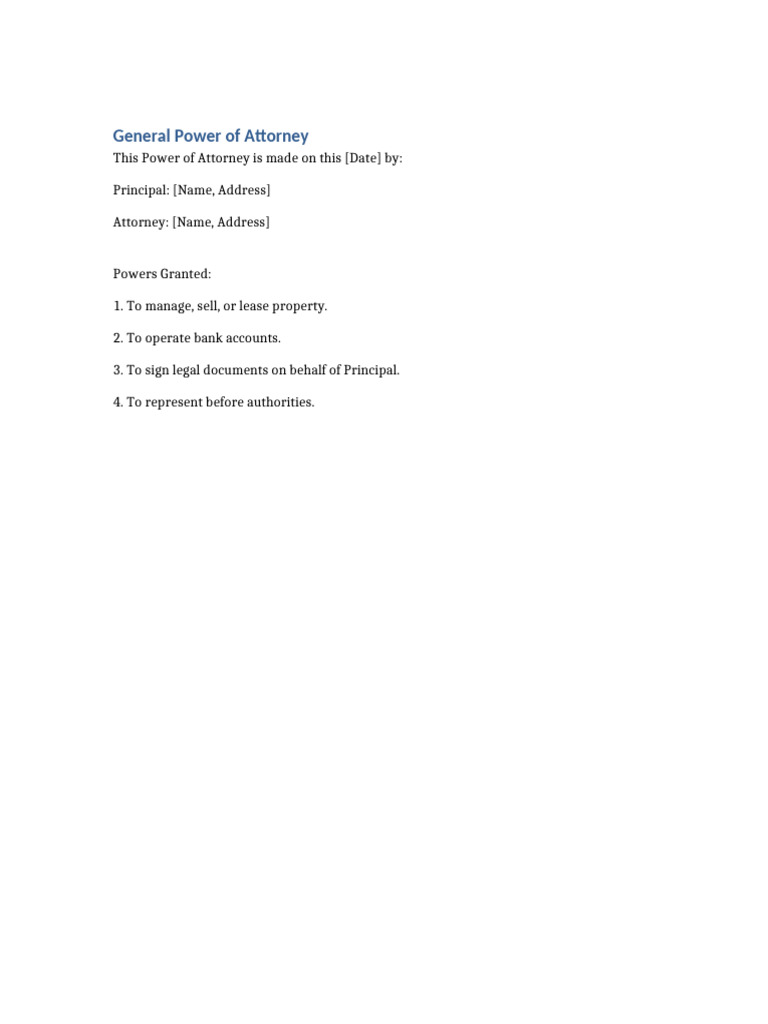 General Power of Attorney Template | PDF