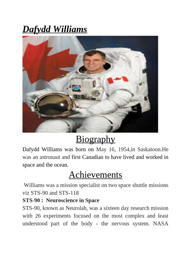 Dafydd Williams Biocard | PDF