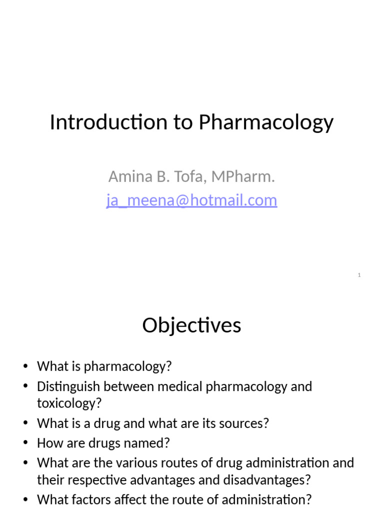 Introduction To Pharmacology | PDF | Injection (Medicine) | Topical Medication