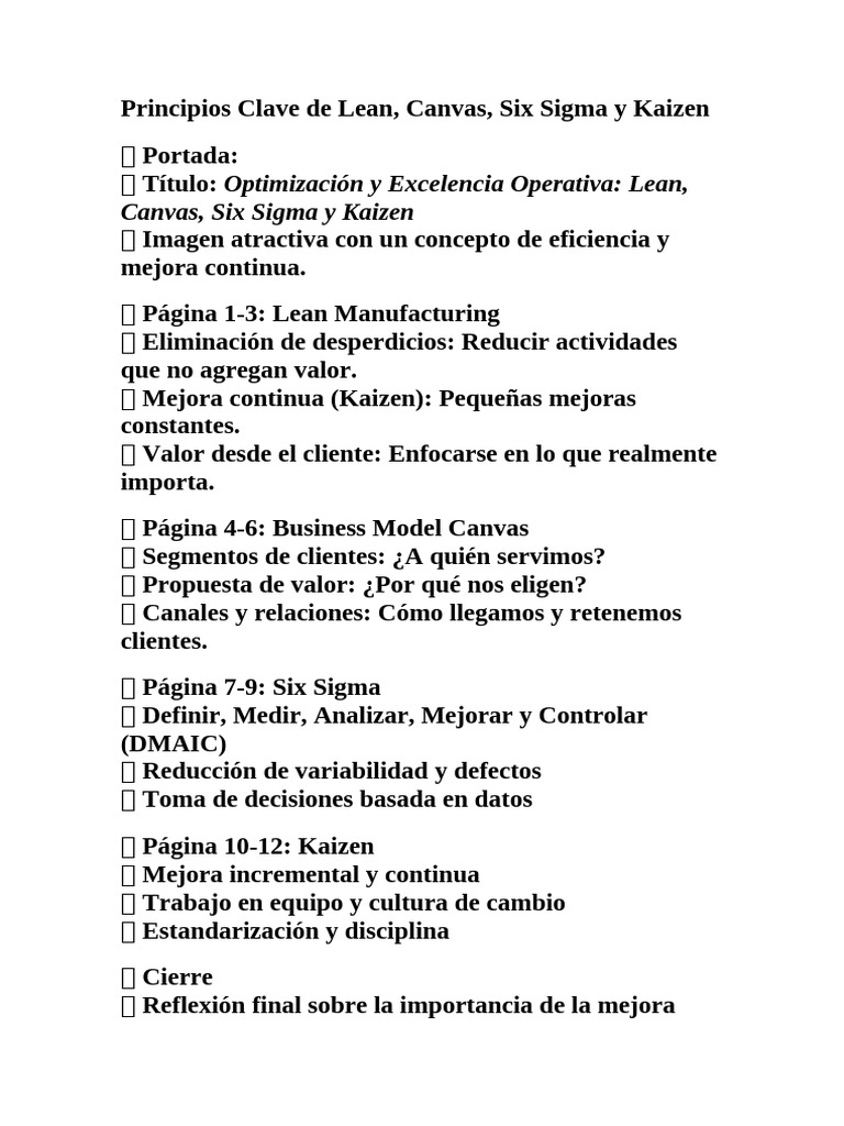 Lean Principios Clave y Mas | PDF | Lean Manufacturing | Six Sigma