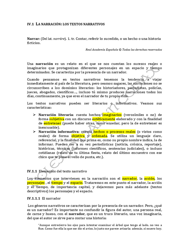 Elementos de la Narración y Textos Narrativos | PDF | Narración ...