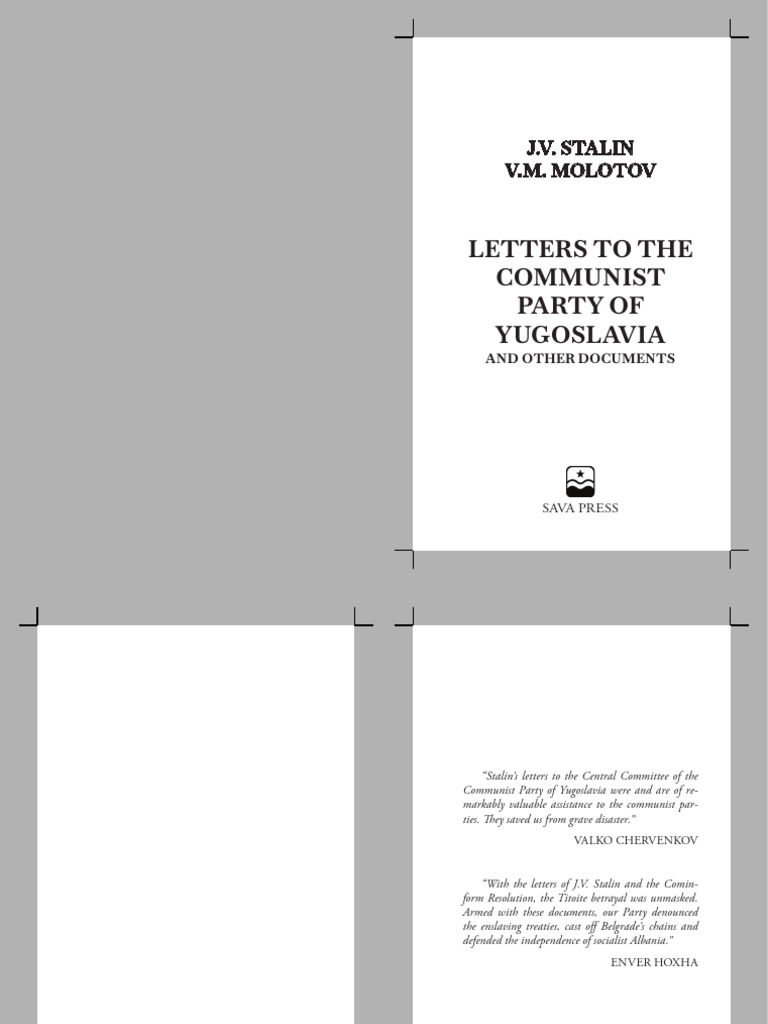 Stalin's Letters to Yugoslav Communists | PDF | Socialist Federal ...