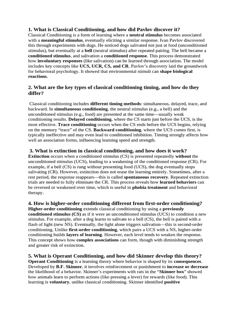 Classical Condiioning and Operant Conditioning | PDF | Classical Conditioning | Reinforcement