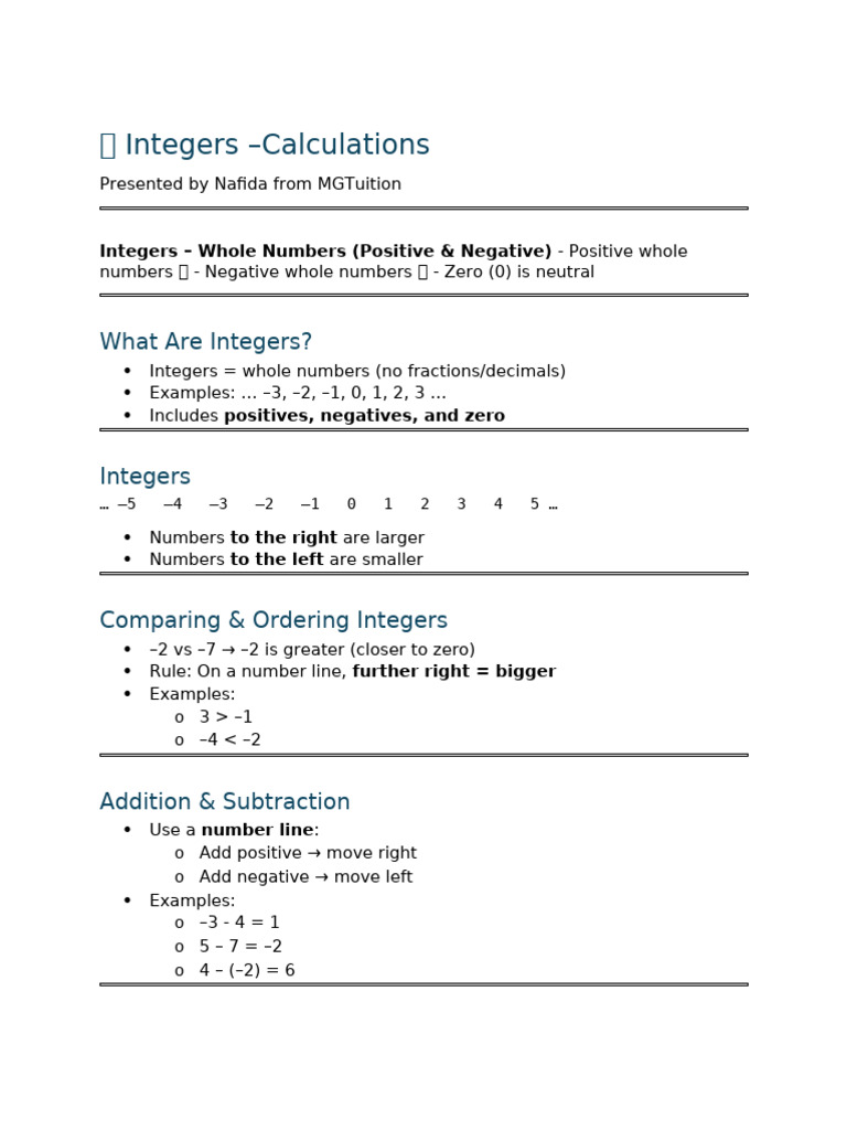 Understanding Integer Calculations | PDF