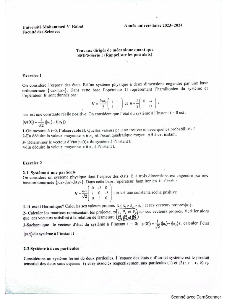 Correction TD Quantique 2 2023-2024 | PDF
