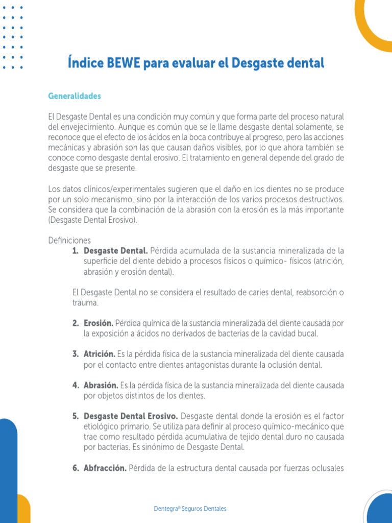 Índice BEWE en Desgaste Dental | PDF | Diente | Odontología