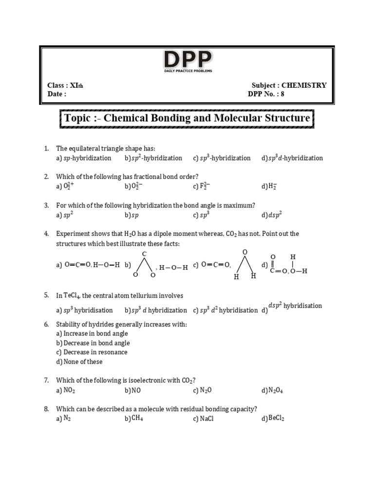 DPP - 8 | PDF | Chemical Bond | Molecules