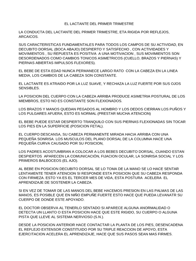 Comportamiento del Lactante en 3 Meses | PDF | Mano