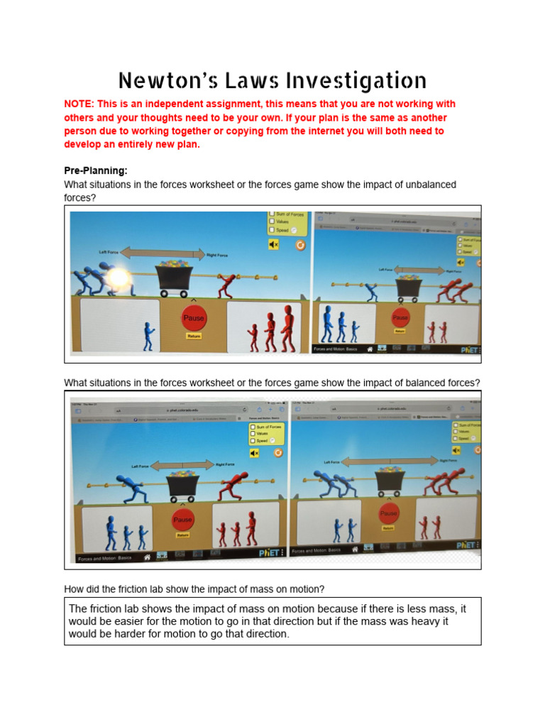 Newton's Laws: Forces and Motion Investigation | PDF | Force | Mass