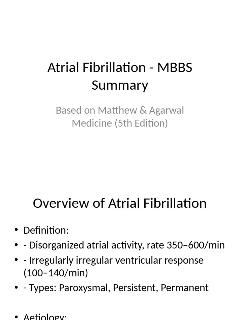 Atrial Fibrillation Overview and Management | PDF