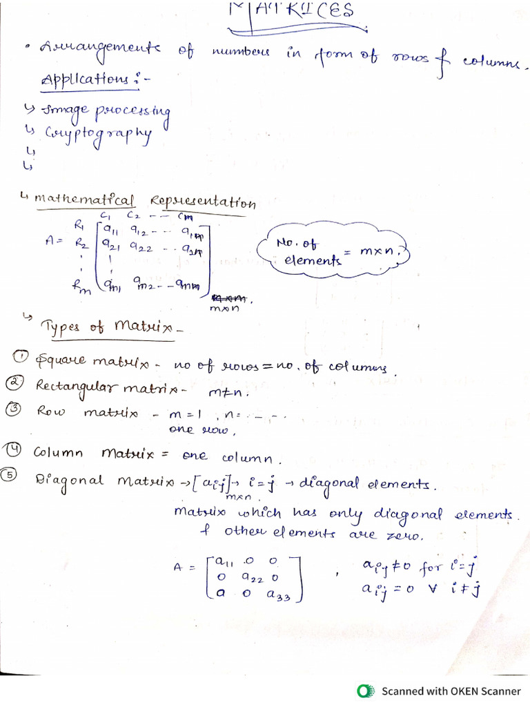 Matrices Notes | PDF