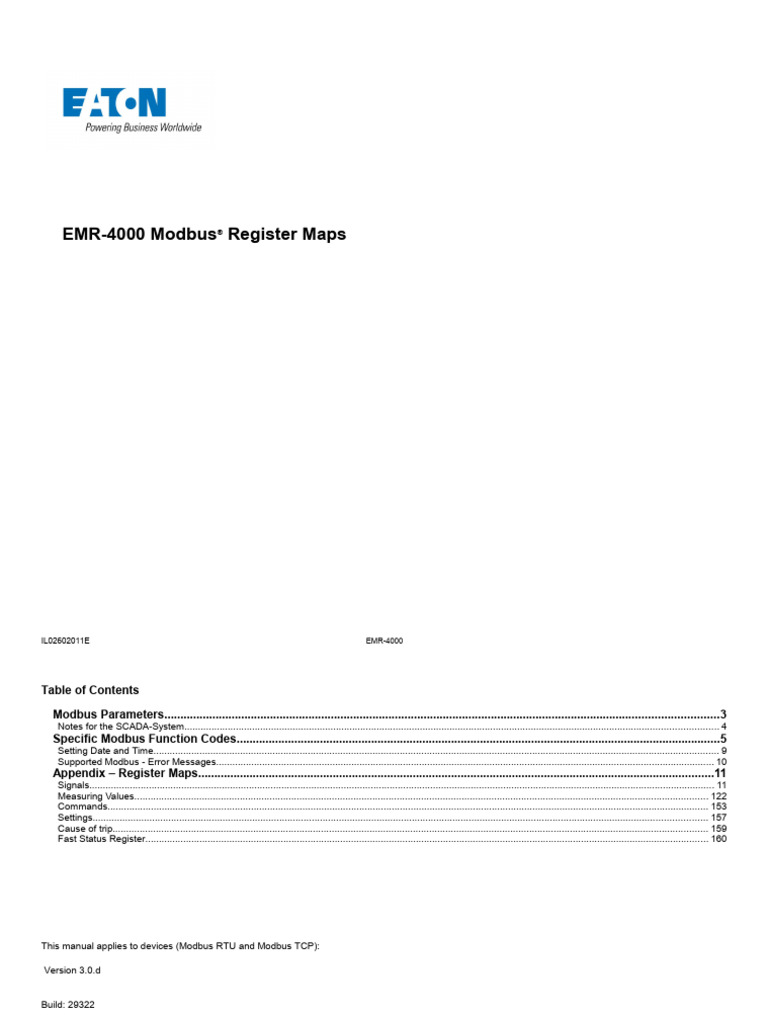 EMR-4000 Modbus Register Maps Guide | PDF | Computing | Computer Science