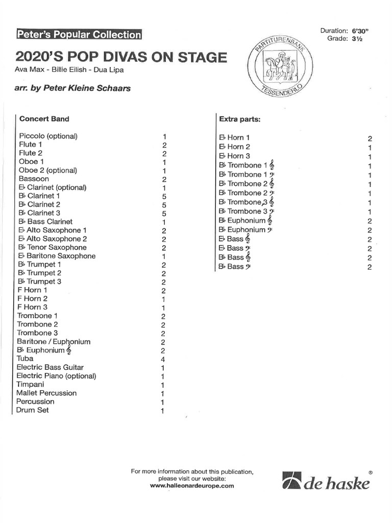 2020 Pop Divas Concert Band Arrangement | PDF | Trombone | Musical ...