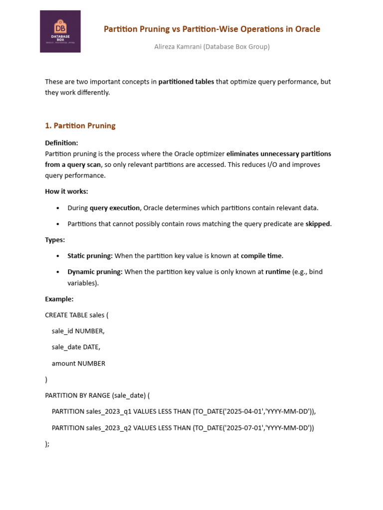 Partition-Wise Join Explained | PDF | Databases | Information Science