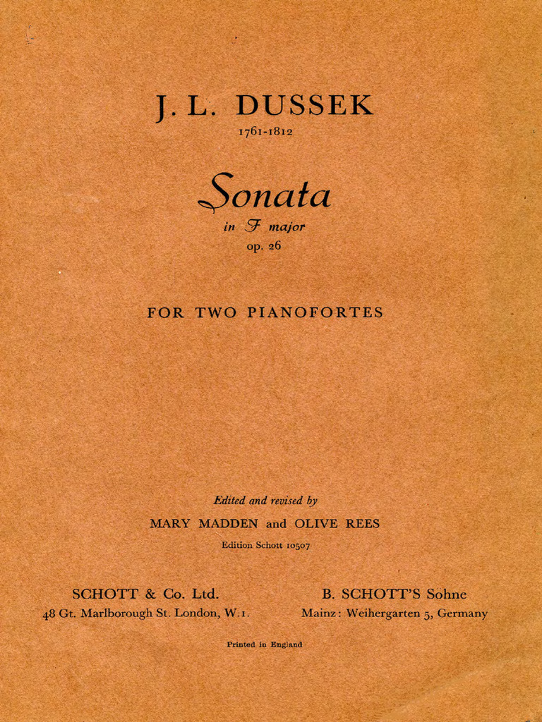 Dussek Sonata For 2 Pianos | PDF