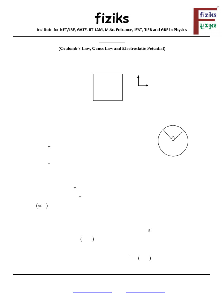 Assignment-1 - Coulomb's Law, Gauss Law and Electrostatic Potential ...
