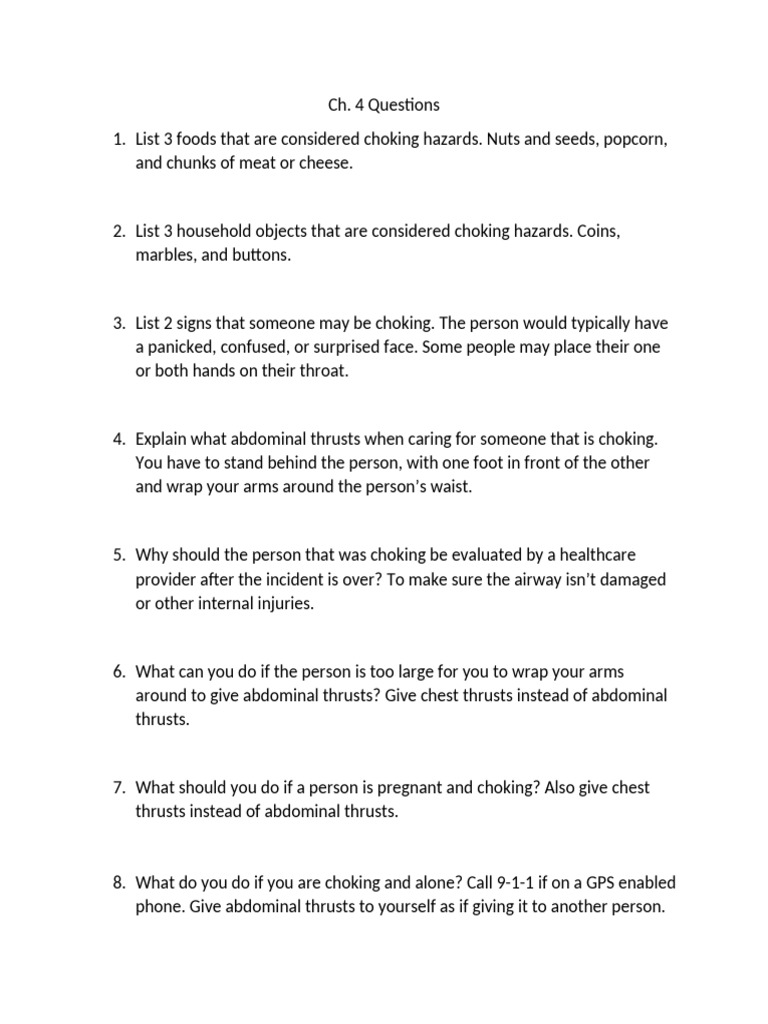 Choking Response Procedures and Techniques | PDF | Medical Emergencies ...