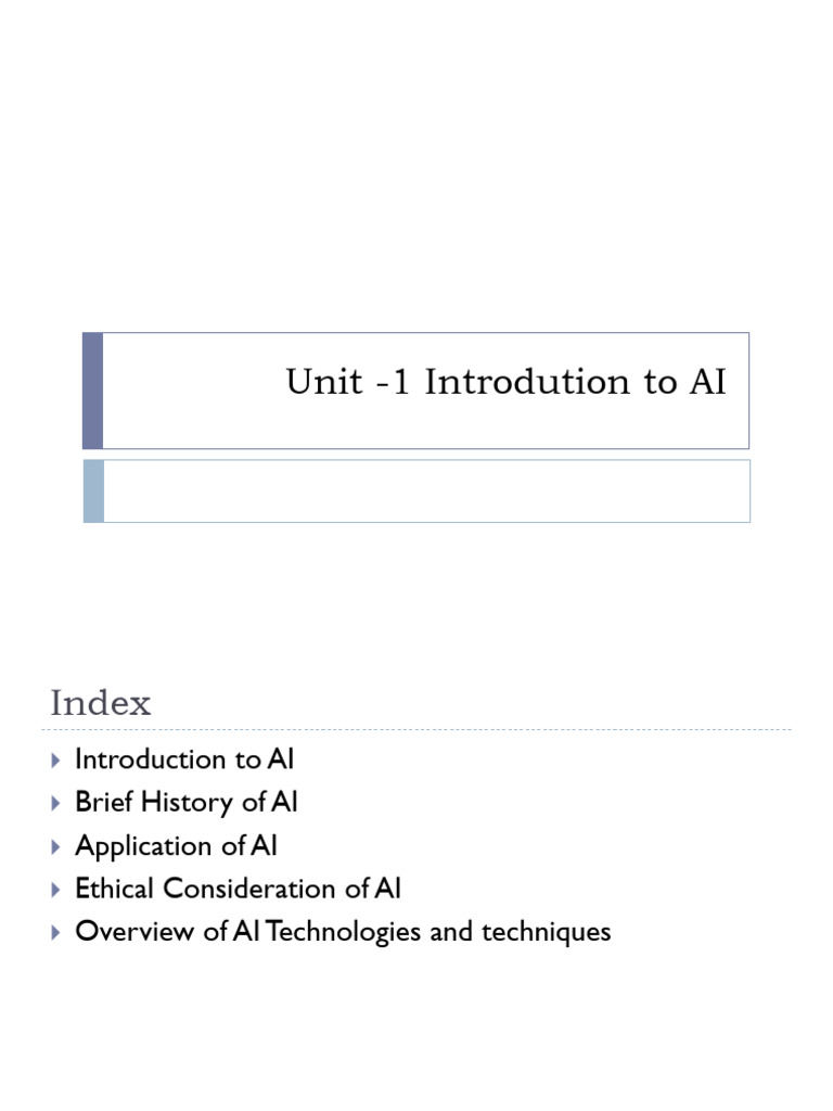Unit - 1 Introdution To AI | PDF | Artificial Intelligence ...
