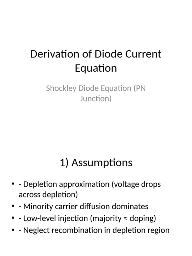 Diode Current Equation Derivation | PDF