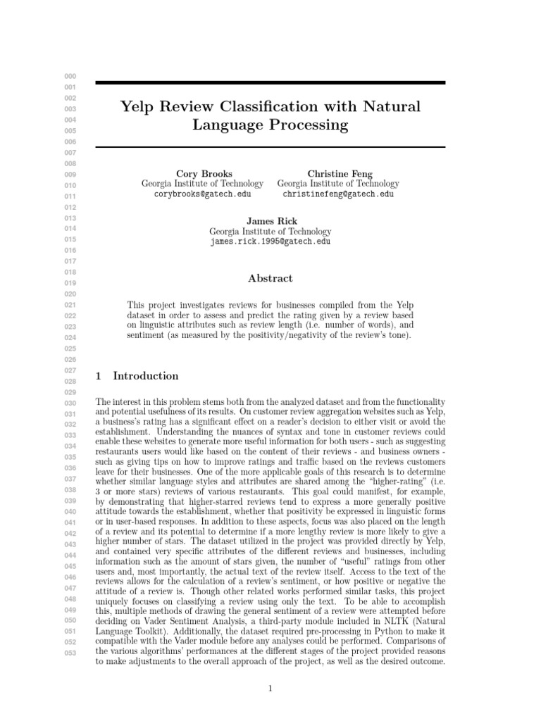 Yelp Review Classification With Natural Language Processing | PDF ...