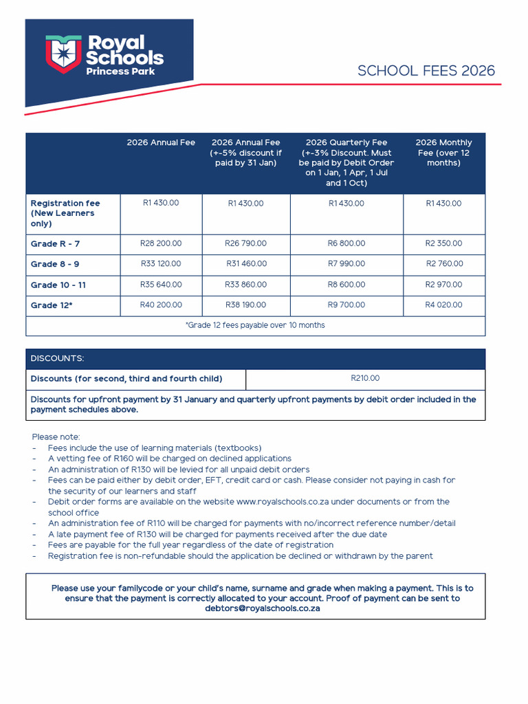 2026 Princess Park School Fees | PDF | Banking Technology | Financial ...