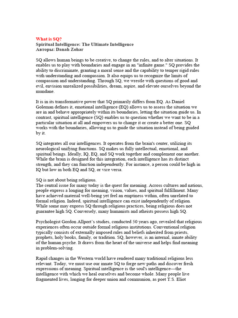 Understanding Spiritual Intelligence (SQ) | PDF | Well Being | Forgiveness