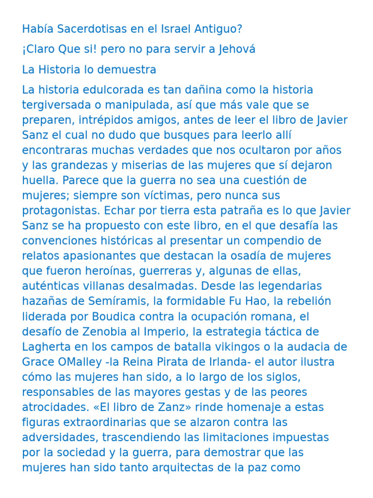 Habían Sacerdotisas en Israel . | PDF