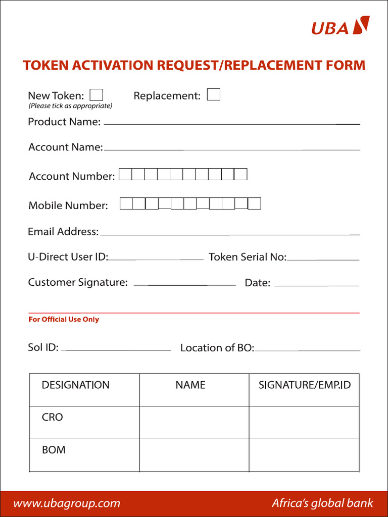 U-Direct and U-Mobile Token Activation Form New | PDF