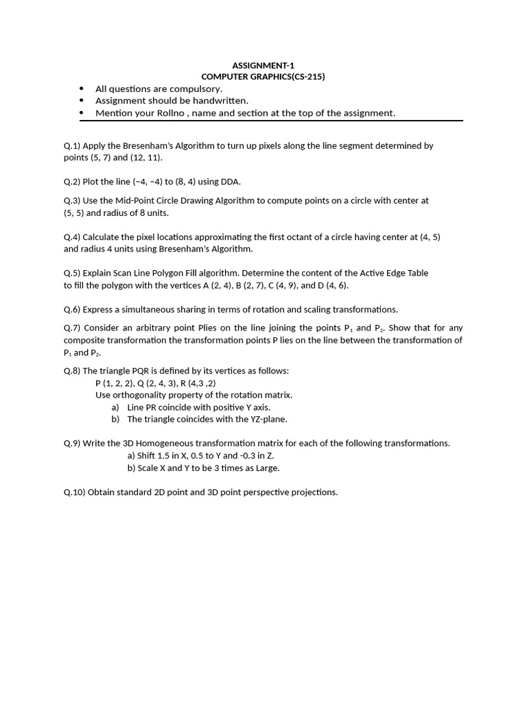 CG Assignment 1 | PDF