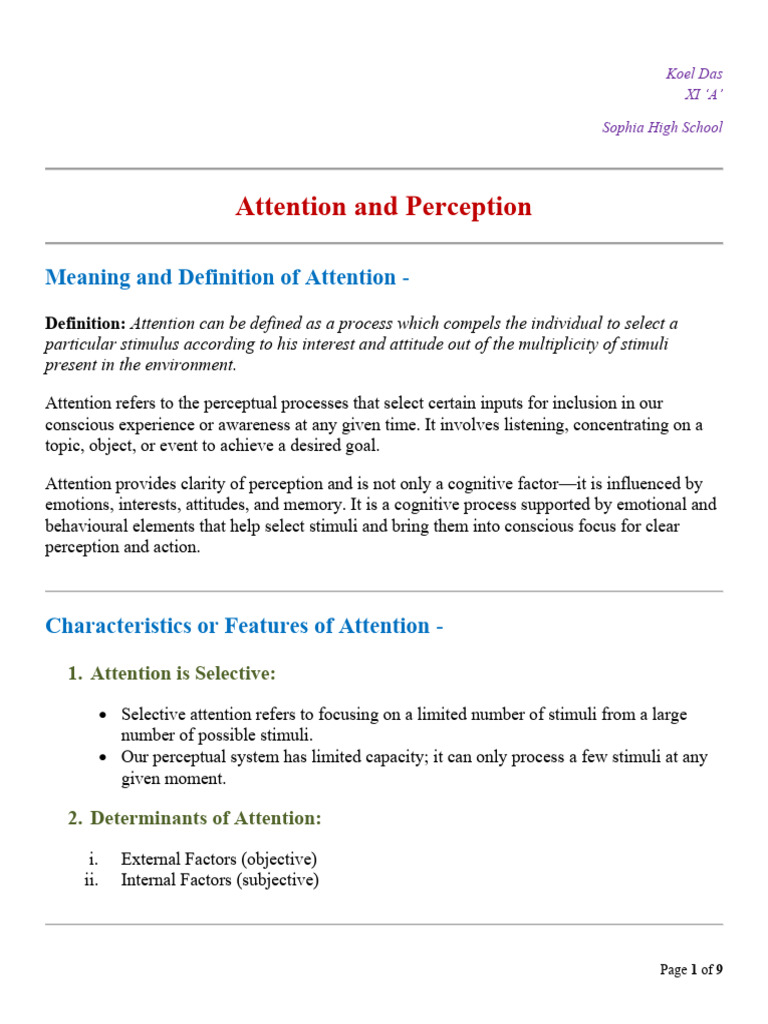 Understanding Attention and Perception | PDF | Attention | Perception