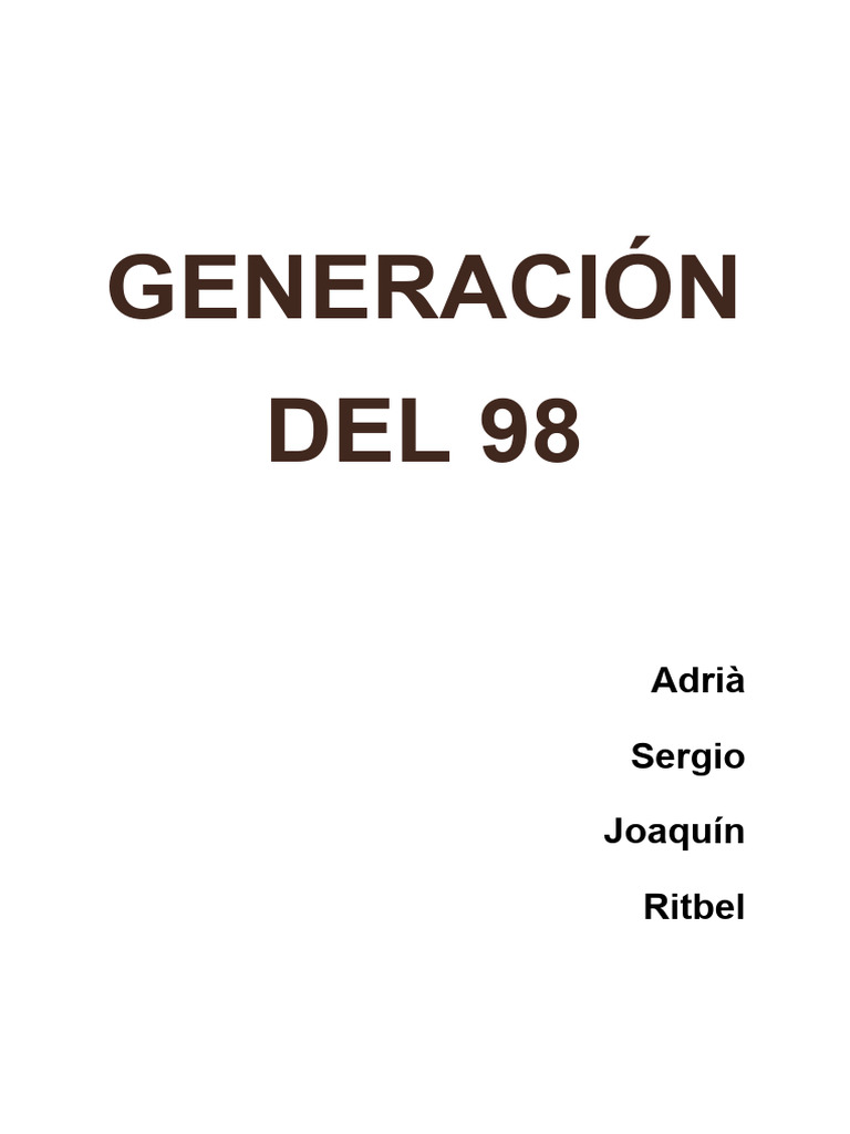Características de la Generación del 98 | PDF | España