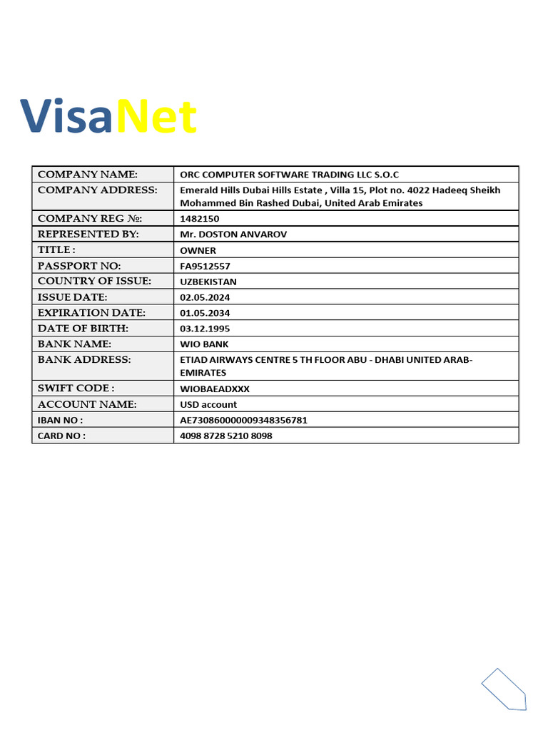 VisaNet Receiver Information Document | PDF