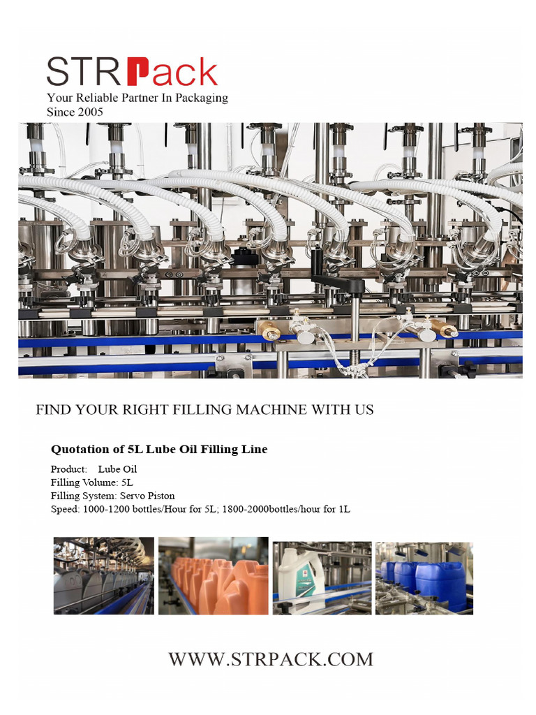 STRPACK 6-Head 5L Lube Oil Filling and Packing Line | PDF | Machines ...