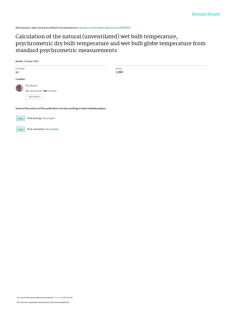 Wet Bulb Globe Temperature Calculations | PDF | Heat Transfer ...
