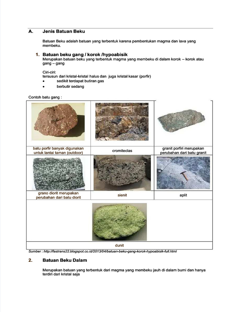 Jenis-Jenis Batuan Beku dan Sedimen | PDF